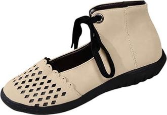 Generic Chaussures plates pour femme respirantes et creuses, couleur unie, &eacute;l&eacute;gantes, l&eacute;g&egrave;res, &agrave; lacets, antid&eacute;rapantes, confortables, pour la marche, les loi