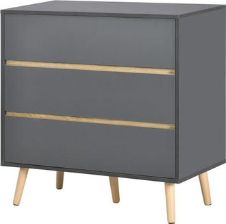 HOMCOM Commode 5 tiroirs, Meuble de Rangement sans poign&eacute;e, Style scandinave, Commode pour Chambre &agrave; Coucher, Salon, Couloir, 80 x 40 x 80 cm, Gris