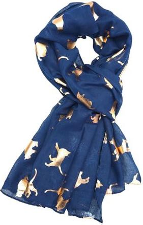 GFM &Eacute;charpe &agrave; imprim&eacute; chats - CT-RG-GHNL-Bleu-Imprim&eacute; or rose