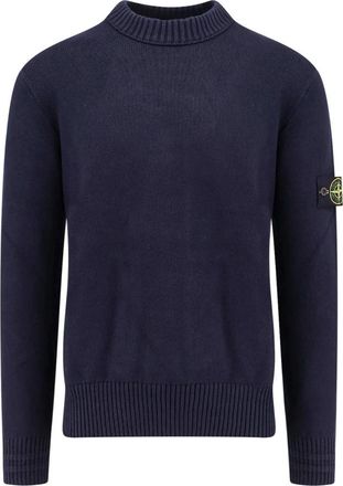Stone Island Logo Patch Rundhals-Pullover - - Knitwear - Herren - Blau - M