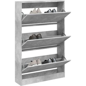 Les Tendances Armoire à chaussures gris béton 80x21x125,5 bois dingénierie