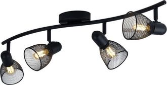 Eglo Plafonnier, noir, plafonnier, lampe de salle &agrave; manger, spot de plafond, 4 flammes, bande de spot orientable, m&eacute;tal, 4x E14, Lxl 64x15 cm