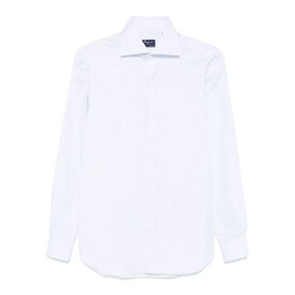 Finamore Vertikal Gestreiftes Baumwollhemd - - Shirts - Herren - Wei&szlig; - 3XL