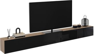 IDMarket TV-M&ouml;bel 300 cm h&auml;ngend Elio 3 T&uuml;ren aus Holz und Schwarz