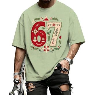 Generic 6 7 Chemises - T-shirt graphique de Noël surdimensionné col rond décontracté basique tendance T-shirt vacances au quotidien vacances, vert clair, 4XL