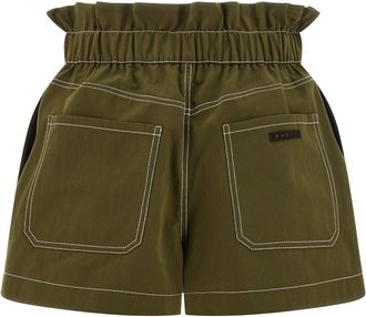 Marni Contrast Stitched Gabardine Shorts - Olive
