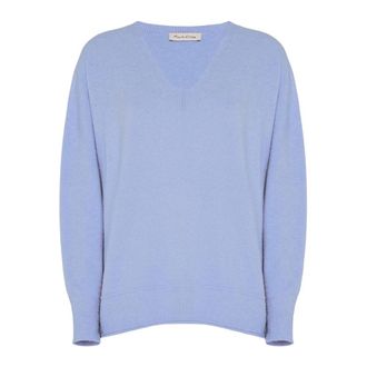 Manila Grace V-Ausschnitt Strickpullover - - Knitwear - Damen - Lila - XS