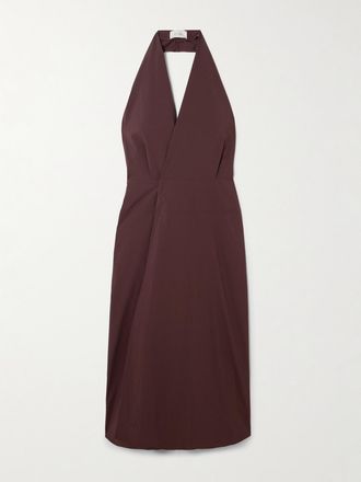 St.Agni Maxi-wickelkleid Aus Popeline Aus Einer Baumwollmischung Mit Neckholder - Braun