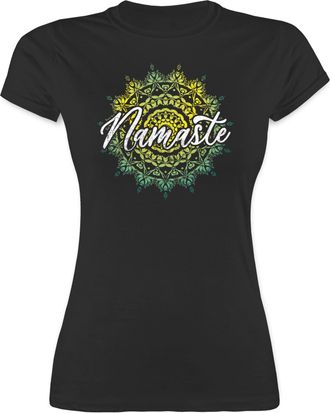 Shirtracer Shirt Damen - Yoga und Wellness Geschenk - Namaste Vintage - L - Schwarz - Yoga-Bekleidung Meditation namastee Funshirts f&uuml;r Frauen Yoga-t-Shirt spiri