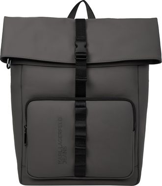 Karl Lagerfeld Mens, Coated PU Roll Top Backpack, MAGNET, One size