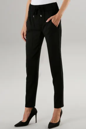 Aniston Schlupfhose ANISTON SELECTED, Damen, Gr. 36, N-Gr, schwarz, Jersey, Obermaterial: 65% Polyester, 32% Viskose, 3% Elasthan, unifarben, figurumspielend 
