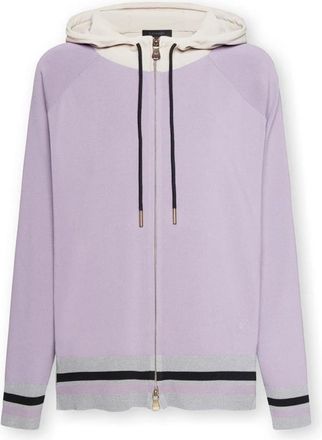 Elena Miro Femme, Pulls, Violet, Taille: 48 FR Cardigan &agrave; capuche zipp&eacute; en m&eacute;lange de viscose