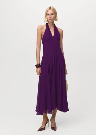 Mango Halterkleid mit Falten lila - Damen - XL - MANGO