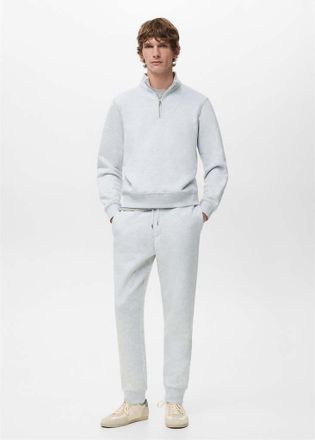 Mango Jogging coton taille &eacute;lastique gris chin&eacute; clair - Homme - XXL - MANGO MAN