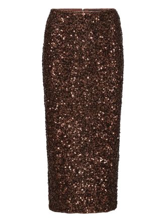 Rotate jupe crayon &agrave; sequins - Marron