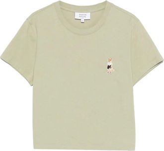 Maison Kitsun&eacute; Femme, Tops, Vert, Taille: 42 FR Dressed Fox Baby Tee-Shirt