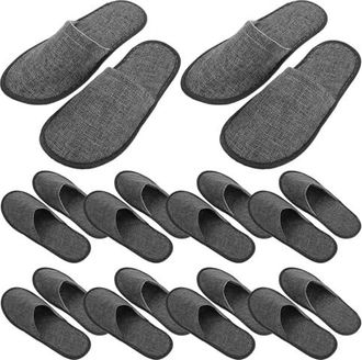 BESPORTBLE Mipcase Lot de 10 Pantoufles Pliables en Coton et Lin Semelle &Eacute;paisse 8 MM L&eacute;g&egrave;res et Respirantes Pantoufles R&eacute;utilisables pour Voyage Maison et H&ocirc;tel