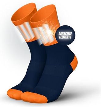INCYLENCE Chaussettes de course High-Viz avec réflecteurs - Fonctionnelles et respirantes pour une visibilité maximale, 1 paire, V3 Bleu Orange, 35-38