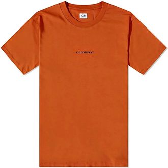 C.P. Company C.p. Company, Homme, Tops, Orange, Taille: M T-shirt en coton avec logo imprim&eacute;