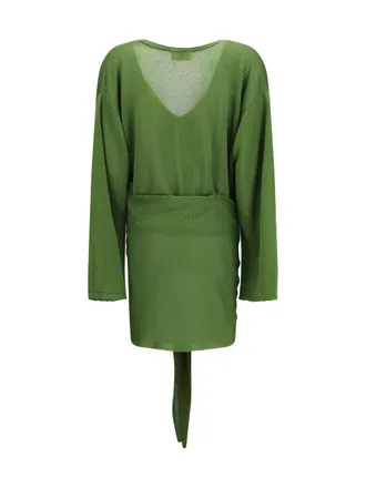 The Attico Perforated Viscose Mini Dress - Green