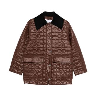 Ganni Braune Stepp-Nylonjacke - - Jackets - Damen - Braun - S/M