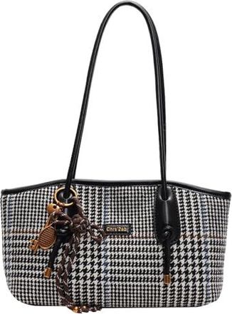 Generic Sac &agrave; bandouli&egrave;re en laine pour femme - Grand sac tendance avec pendentif pour le travail, le shopping, les voyages, le quotidien, Noir, 12.99x7.48x3.