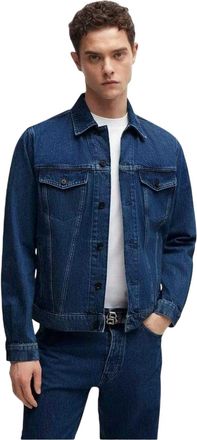 HUGO BOSS Jeansjacke f&uuml;r Herren, Gerader Saum (Mittelblau)