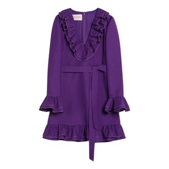 Valentino Elegante Wolle Seide Kleider - - Dresses - Damen - Lila - M