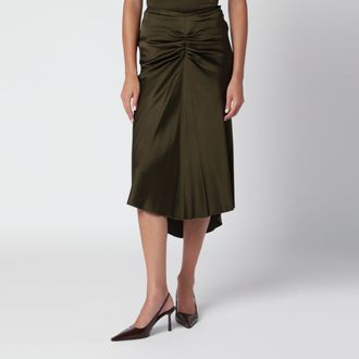 Victoria Beckham Bella gr&uuml;ner Midirock aus Cr&ecirc;pe-Satin