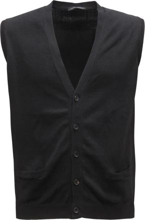 Roberto Collina Homme, Vestes, Noir, Taille: XL Rp09030 Pull sans manches en coton