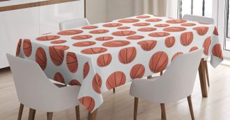 Abakuhaus Basketball Tischdecke, Realistische Art-Kugel, Pflegeleicht Waschbar Schmutzabweisend und mit Klaren Farben Hochwertiger Druck, 140 x 240 cm, Blasser 