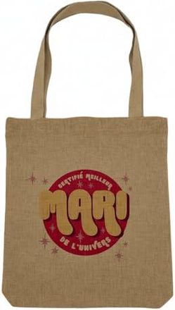 Fabulous Sac Shopping Tote Bag Aspect Lin - Certifi&eacute; meilleur Mari de lunivers Cercle P&egrave;re Famille Mariage Epoux - Sac de Courses Toile Epaisse 360g Beige Natu