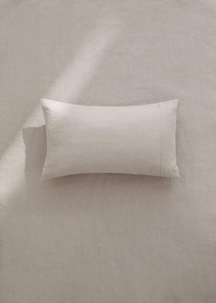 Mango Taie doreiller lin lav&eacute; ajour&eacute; 30x50 cm marron moyen - Home - 30x50cm - MANGO HOME