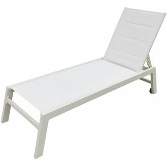 Happy Garden Bain de soleil BARBADOS en textil&egrave;ne blanc - aluminium blanc