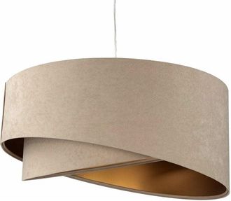 Licht-Erlebnisse Licht-erlebnisse - H&auml;ngeleuchte Stoff Schirm Beige Gold 50 cm rund wohnlich E27
