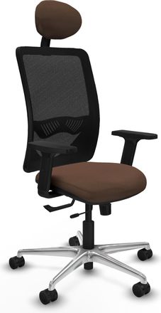 Piqueras y Crespo Brauner Schreibtischstuhl Zulema mit 2D-Armen, h&ouml;henverstellbarer Lendenwirbelst&uuml;tze und festem Kopfteil, ausgestattet mit Syncro/Traslack und Schneid