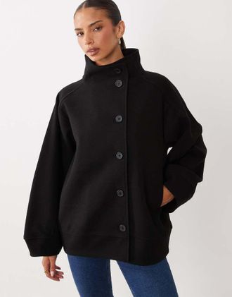 Gina Tricot Gina Tricot Mantel mit Stehkragen in Schwarz