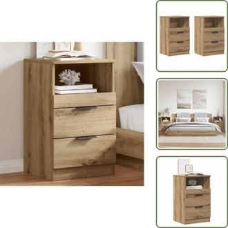 vidaXL Tables de chevet 2 pcs ch&ecirc;ne artisanal bois ding&eacute;nierie - Table De Chevet - Tables De Chevet - Armoire - Armoire Dappoint