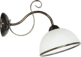 Licht-Erlebnisse Wandlampe Metall Glas Metall Messing Weiß Wohnzimmer Schlafzimmer H:26 E27 blendarm Landhaus Rustikal Wandleuchte Flur ANTICA