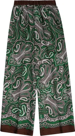 P.A.R.O.S.H. Silk Paisley Print Trousers - Green