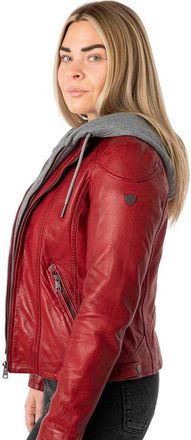 Mauritius Lederjacke MWAmmy Mauritius - Damen Lederjacke Lammnappa Kapuze rot