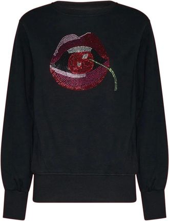 Silvian Heach Femme, Sweatshirts et sweats &agrave; capuche, Noir, Taille: 36 FR Floral Motif Crewneck SweaT-shirt