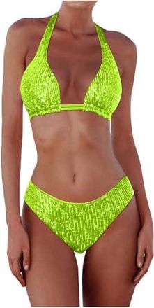 Generic Bikini Sexy Femme Maillot de Bain Maillot de Bain Femme Paillettes, Bikini Triangle Sexy et Brillant, Parfait pour la Plage ou Les Vacances