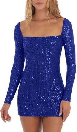 Generic Robe de soir&eacute;e &eacute;l&eacute;gante &agrave; Manches Longues pour Femme Coupe trap&egrave;ze Paillettes Robe de soir&eacute;e Courte Patineuse Rockabilly Robe de Bal Carnaval Robe de 