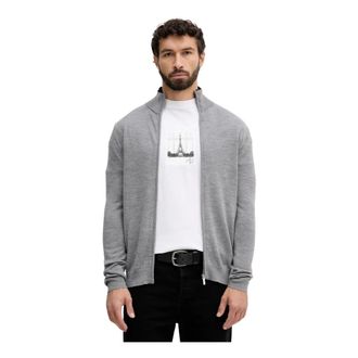 Karl Lagerfeld Cardigan en Laine zipp&eacute; - Homme - Pulls - Gris - Taille: 2XL