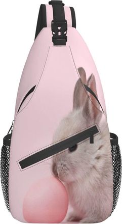 AOOEDM Ostern Pink Bunny Rabbit Egg Cross Chest Bag Diagonally Sling Rucksack Crossbody Umhängetasche Reisen Wandern Daypacks für Männer Frauen