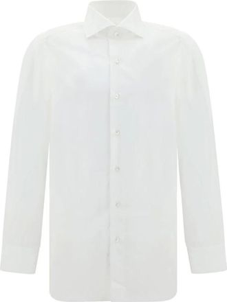 Finamore Homme, Chemises, Blanc, Taille: 3XL Chemise Classique en Coton avec Motif Monochrome