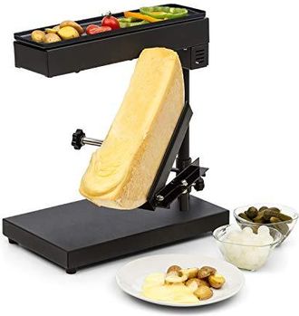 Klarstein Klarstein Grille à raclette avec plateau en acier inoxydable, plaque à raclette au fromage, rotatif et réglable, 1000 W, plaque électrique pour grille
