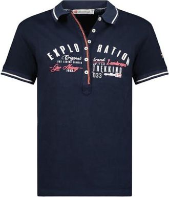 Geographical Norway kerria lady Polo Femme Classique - Polos Coton Manches Courtes Decontracte Col Bouton - Casual Shirt Tops Regular Classic - Printemps Été (Marine L)