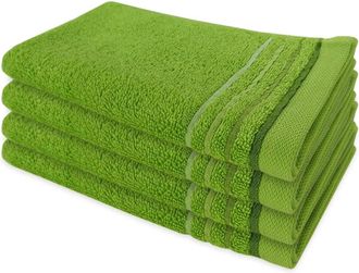 WohnDirect Gästetuch Set 4 teilig - 4 Gäste Handtücher (30x50) - Frottee 100% Baumwolle - Grün